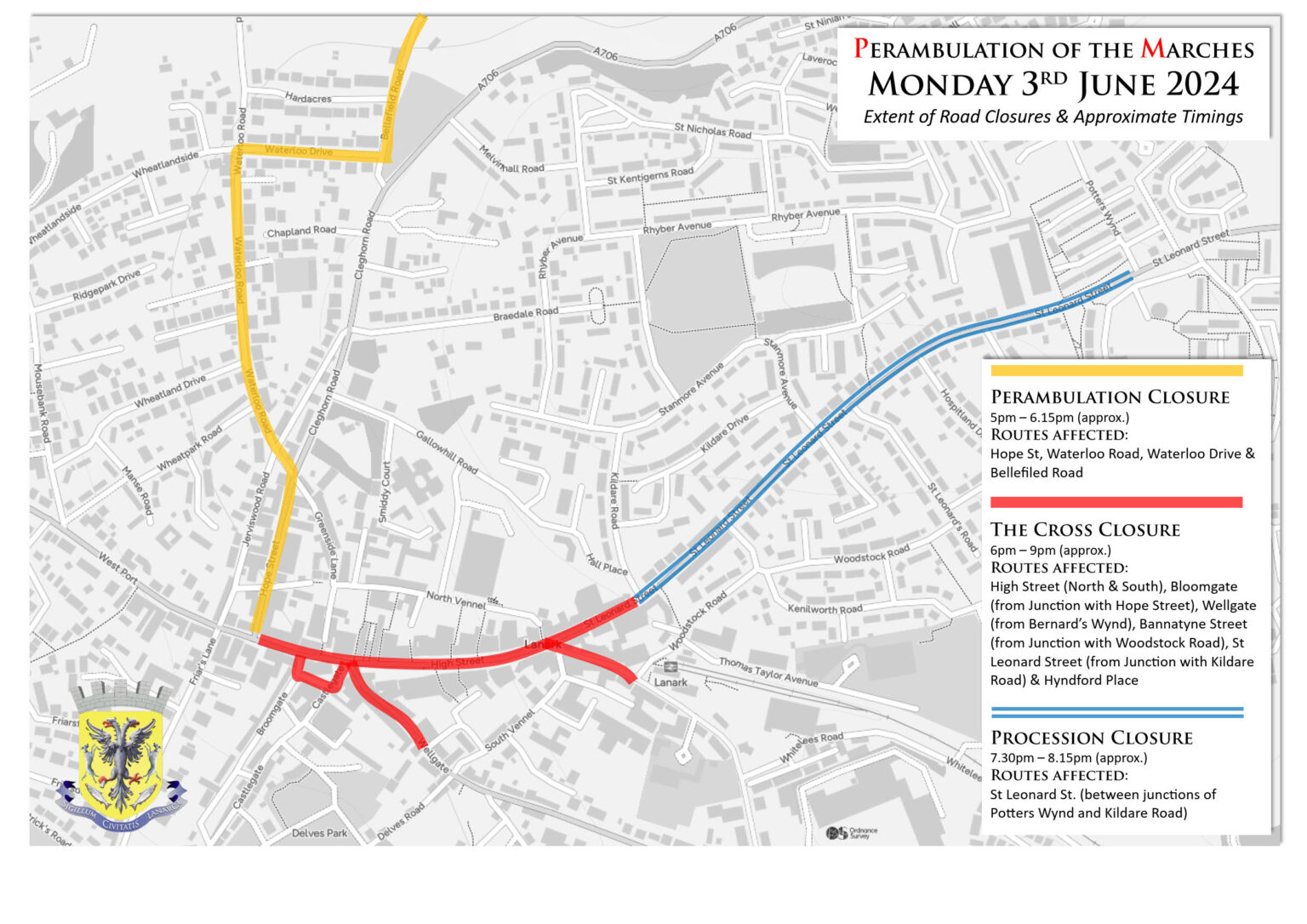 Lanimer Week Road Closures 2024 - Lanark Lanimers